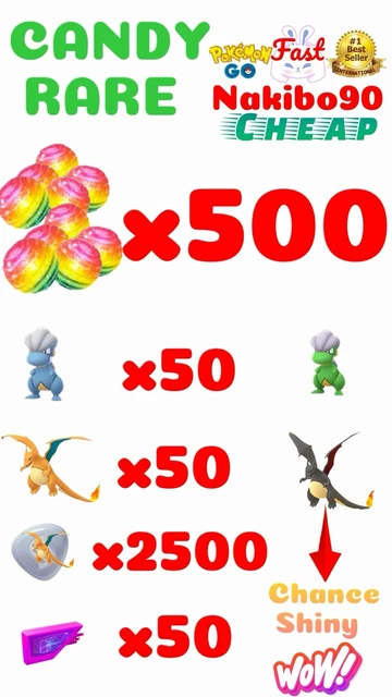 POKEMON🌟RARE CANDY 500🌟BAGON🌟LURE🌟50 Charizard 2500 Mega🌟Safe Fast🌟Go ...