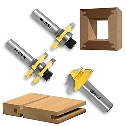 TONGUE AND GROOVE Router Bit Set,MIKITOK 1/2 Inch Shank+45°Lock Miter ...