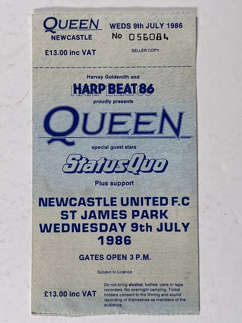 QUEEN FREDDIE MERCURY Ticket Status Quo Original Harpe Beat St James ...