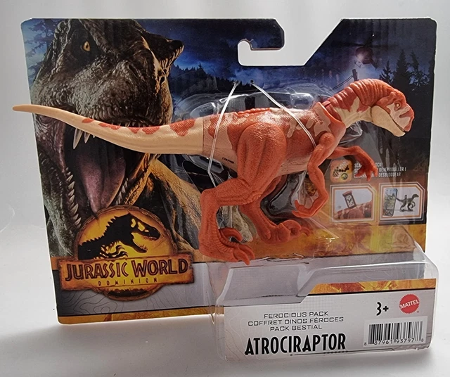 MATTEL JURASSIC WORLD Dominion Ferocious Pack Atrociraptor Dinosaur ...