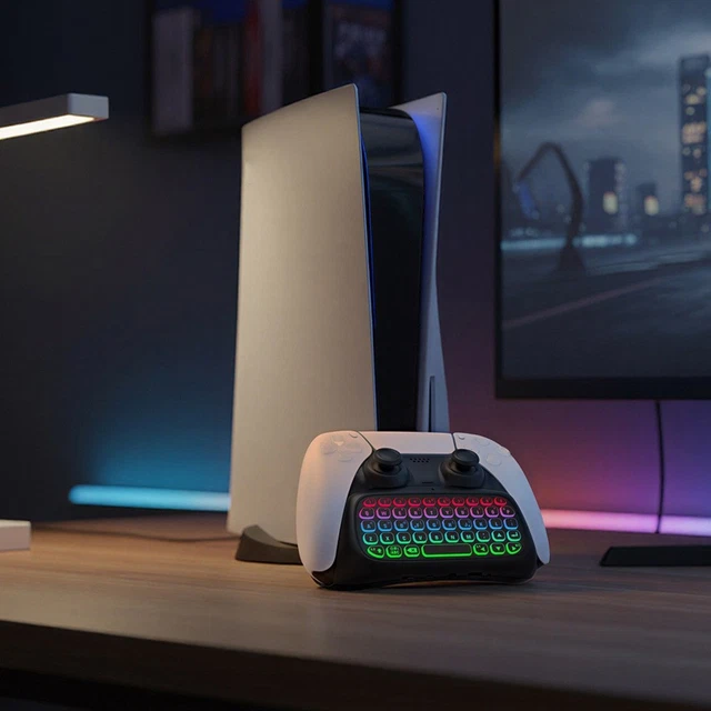 WIRELESS RGB CONTROLLER Keyboard für PS5 Pro mit Chatpad und 35mm Audio ...