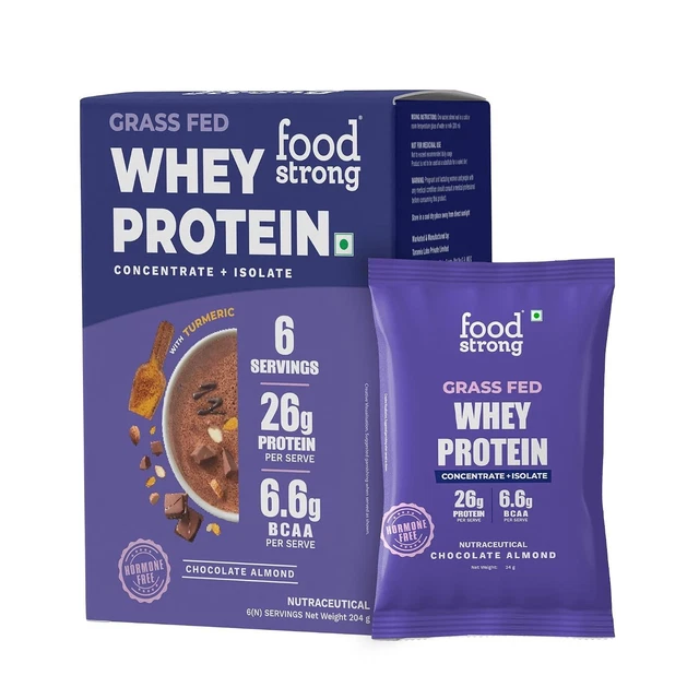 FOODSTRONG WHEY PROTEIN Powder Grass-Fed Chocolate Almond 26g Protein 6 ...