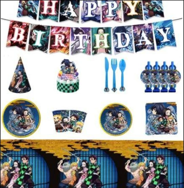 DEMON SLAYER MOVIE Theme Party Supplies Birthday Decorations Tableware ...