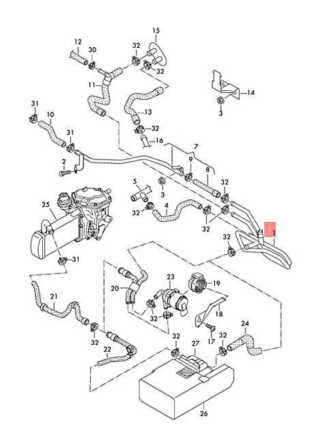 NEW VW AMAROK S6B S7A S7B Coolant Pipe 2H6121065Ae Genuine £81.00 ...