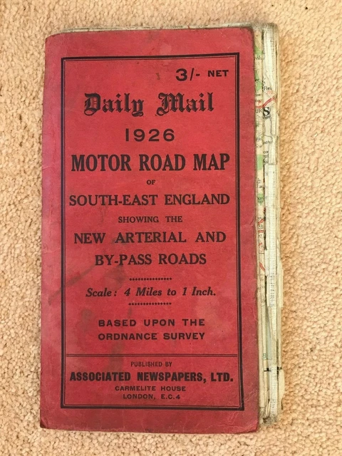 DAILY MAIL MOTOR Road Map Of South East England & London 1926 £7.00 ...
