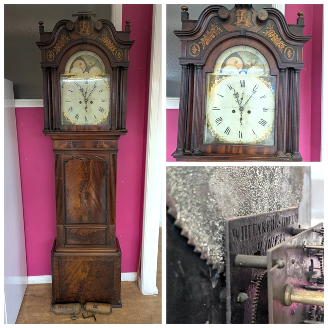 ANTIQUE LONGCASE GRANDFATHER Clock By W Clark Liverpool 222cm ...