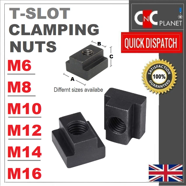 T-NUT M6 M8 M10 M12 M14 M16 Black T Slot Clamping nuts Milling Machine ...