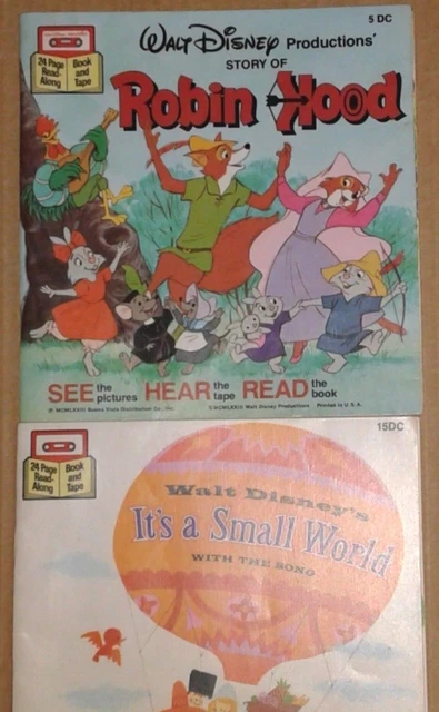 DISNEY SMALL WORLD & ROBIN HOOD Read Along STORY BOOK 24 pages vintage ...