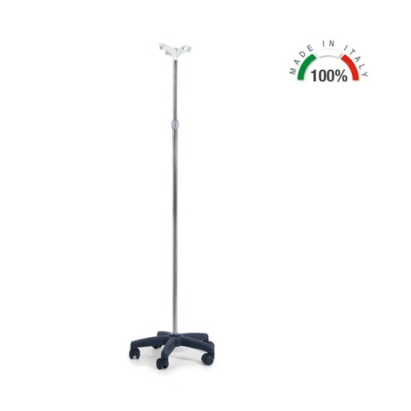 ASTA FLEBO IN Acciaio Inox Con 4 Ganci Portaflebo altezza regolabile ...