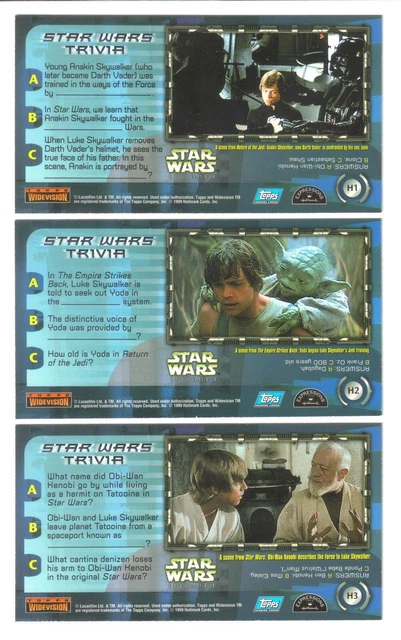 STAR WARS EP 1 The Phantom Menace Widescreen 3 Trivia Card Set Hallmark ...