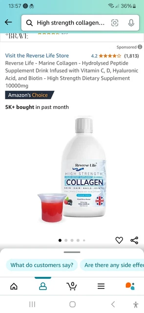 REVERSE LIFE MARINE Collagen Liquid Supplement Drink High-Strength 10 ...