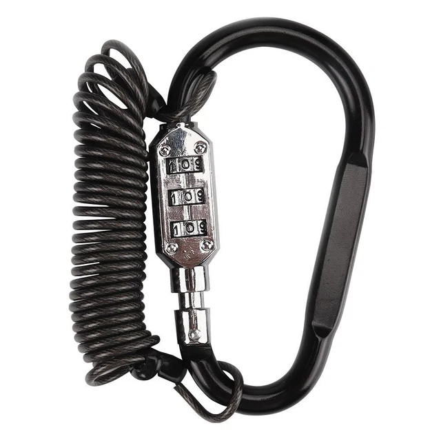 CARABINER MOTORCYCLE HELMET Combination Lock with Steel Wire Rope ...