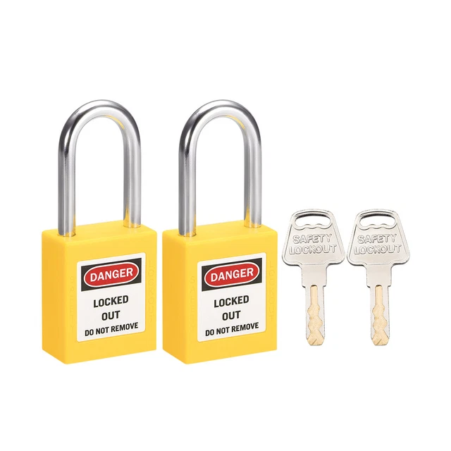 LOCKOUT TAGOUT LOCKS 1-1/2 Inch Shackle Key Alike Safety Padlock Yellow ...