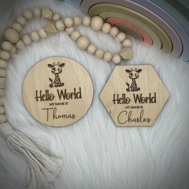 PERSONALISED HELLO WORLD Birth Name Announcement Welcome Baby Newborn ...