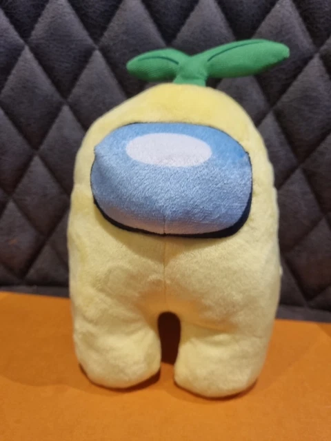 TOIKIDO AMONG US Yellow Crewmate with Green Leaf Hat Soft Toy Plush ...