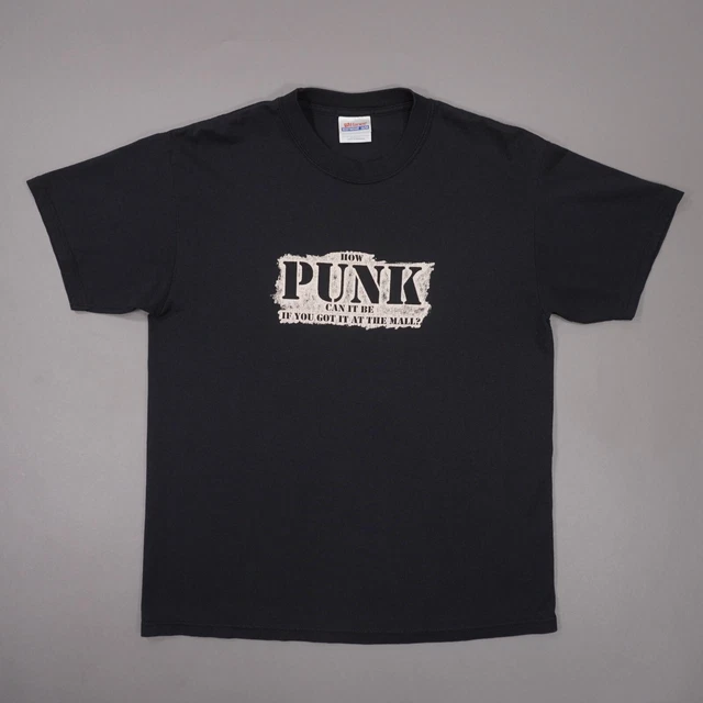 VINTAGE 90S HOW Punk Can It Be Mall T Shirt Mens Medium Black 50/50 ...