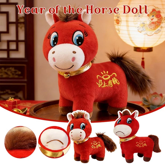 PLUSH TOY CRYING Horse Smiling Horse Zodiac Wealth Mascot Year of Horse ...
