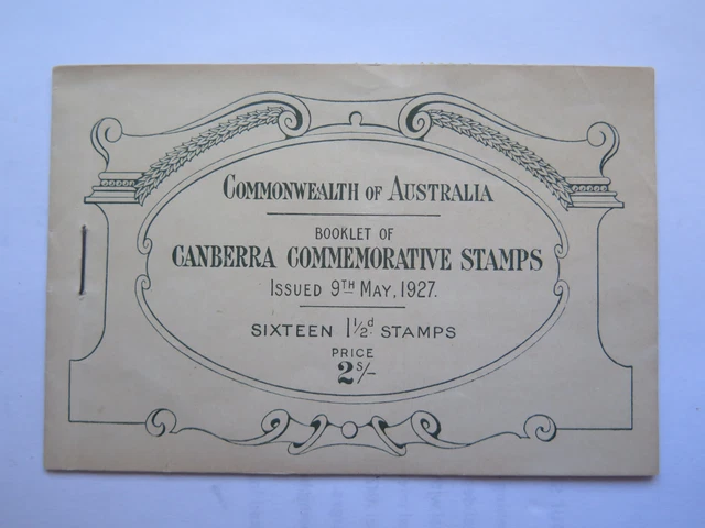 CANBERRA COMMEMORATIVE 1 1/2d STAMPS 9th May 1927 COMM of AUST BOOKLET ...