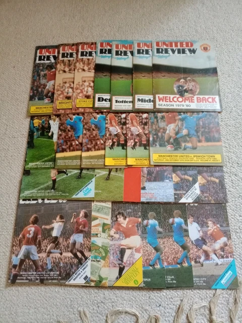 MANCHESTER UNITED PROGRAMMES 79/80 Full Set Of 24 Postponed And One ...