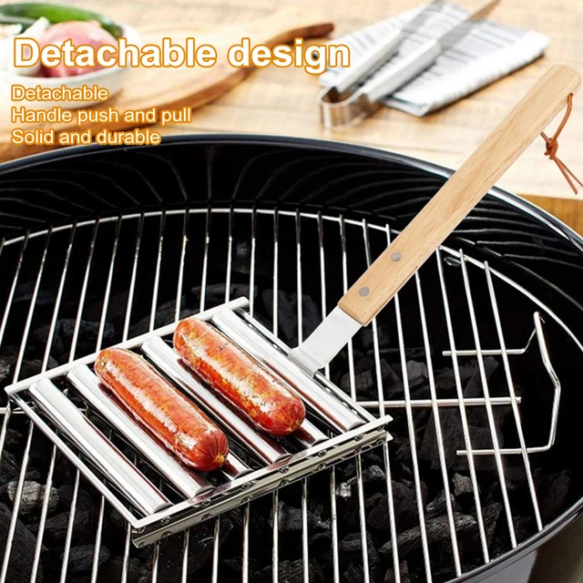 HOT DOG GRILLING Rack Premium Stainless Steel Sausage Roller with Long ...
