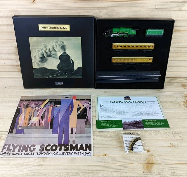 ATLAS FLYING SCOTSMAN Model Train 1:220 Z Gauge Diecast Metal & Badge ...