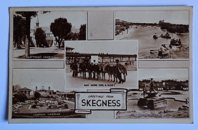 SKEGNESS, LINCOLNSHIRE - vintage black and white postcard - 5 views £2. ...