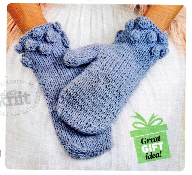 ~ PULL-OUT KNITTING Pattern For Lady's Pretty Bobble Cuff Mittens ~ £1. ...