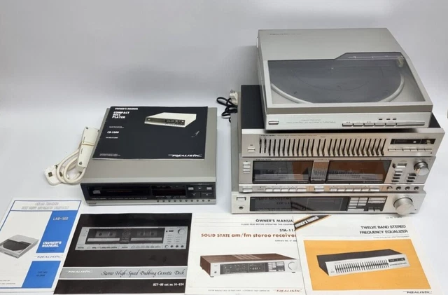 REALISTIC HIFI STACKING Stereo System Turntable Amplifier Tape Deck ...
