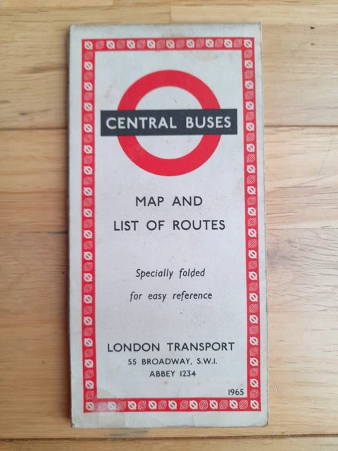 CENTRAL BUSES, LONDON map & list of routes fold out for easy reference ...