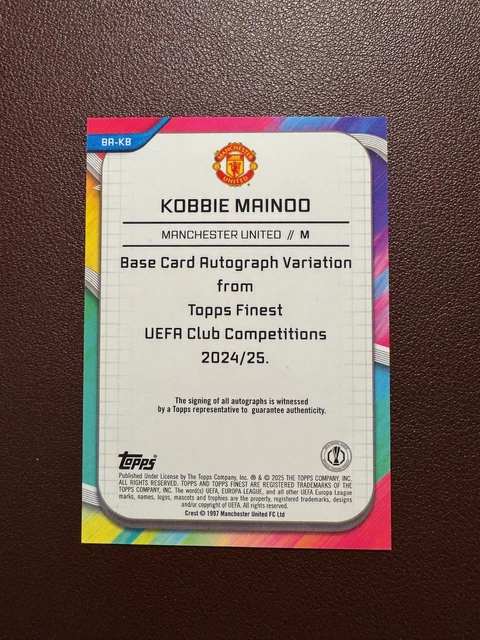 TOPPS FINEST 2024-25 UCC Kobbie Mainoo Base Auto Man United £34.99 ...