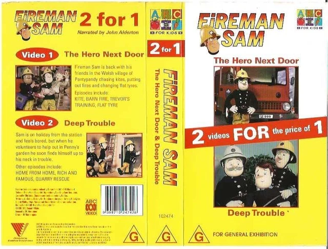 FIREMAN SAM THE Hero Next Door /Deep Trouble Vhs Video Pal A Rare Find ...