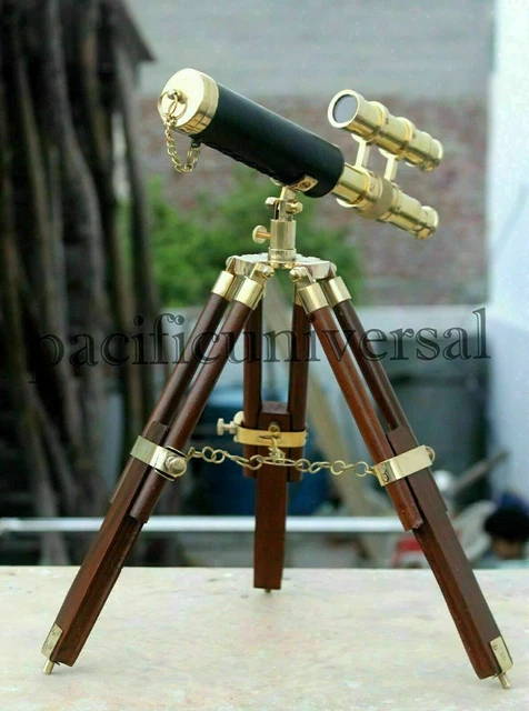 HANDMADE BRASS DESIGNER Maritime Nautical Spyglass Telescope Wooden Tripod Gift EUR 54,17 ...
