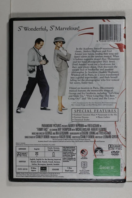 FUNNY FACE (DVD, 1956) Audrey Hepburn- Region 4 New Sealed Tracking ...