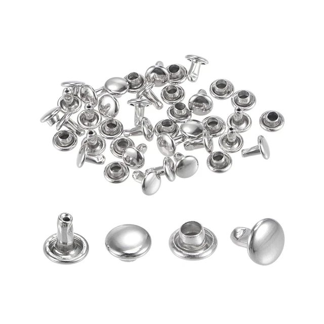 MAPPA DI APPROVVIGIONAMENTO 40 set rivetti in pelle tono argento 6 mm ...