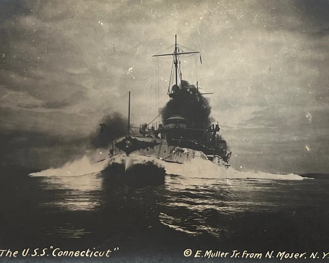 WWI RPPC USS Connecticut Navy Battleship World War 1 postcard Photo $18 ...
