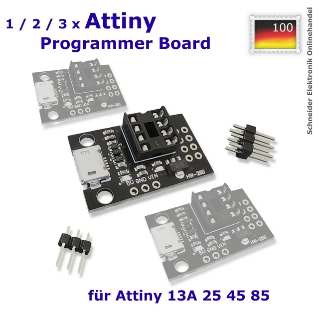 SCHEDA PROGRAMMATORE PER Atmel Attiny13A Attiny25 Attiny45 Attiny85 DIP8 micro USB EUR 2,60 ...