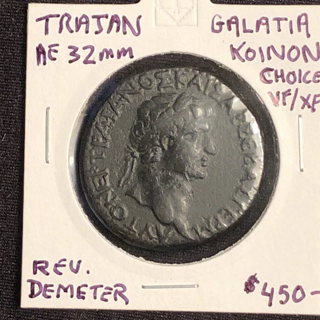 ANCIENT COIN TRAJAN galatia koinon ae32 rev demeter choice and high ...