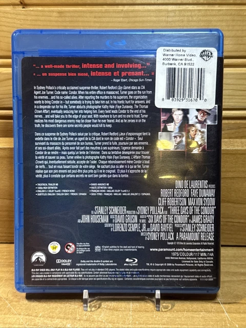 3 DAYS OF The Condor (1975 Blu-ray) Robert Redford Faye Dunaway Max von ...