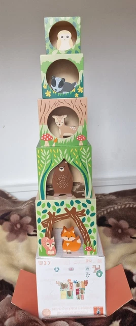 WOODLAND ANIMAL WOODEN Stacking Cubes. Orange Tree £6.99 - PicClick UK