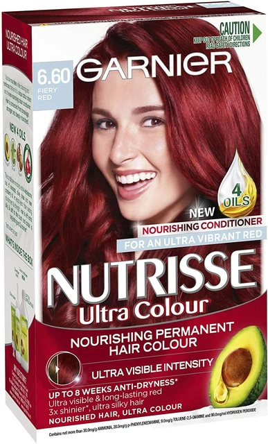 GARNIER NUTRISSE ULTRA Permanent Nourishing Hair Colour - Fiery Red (6. ...