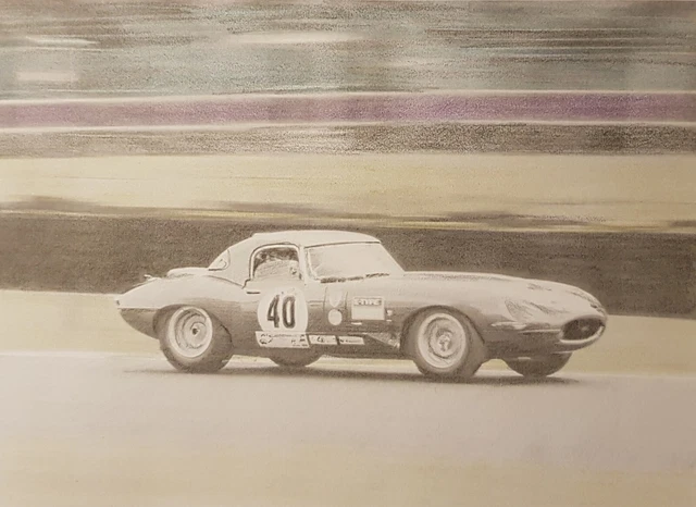 E TYPE JAGUAR. Hand drawn & signed A2 pencil drawing. £190.00 - PicClick UK