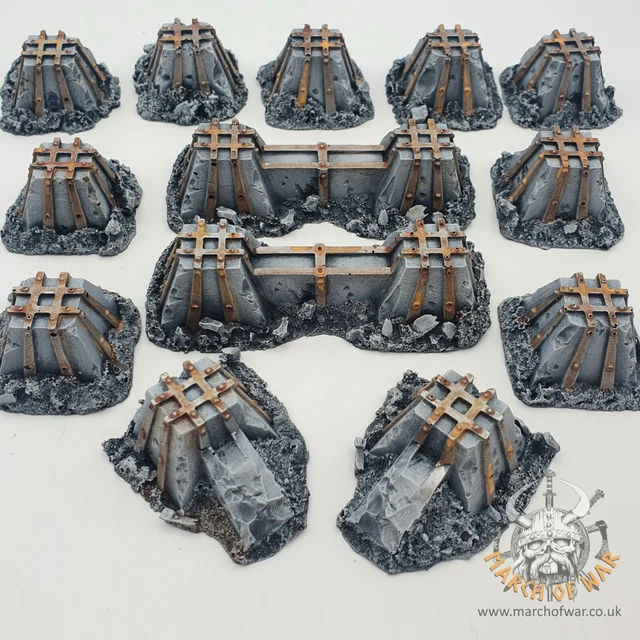 DRAGONS TEETH TANK Traps 28mm Resin table top Wargames Scenery bolt ...