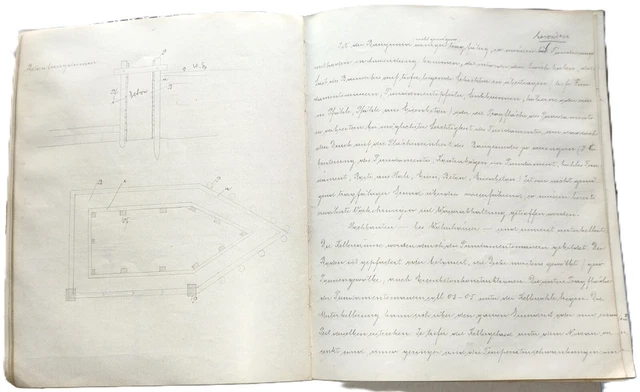 ANTIQUE GERMAN BOOKS/NOTEBOOKS handwritten manuscript, architecture ...