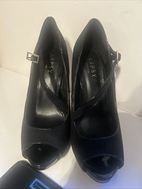LIPSY LONDON - block black high heels size 7 open toe Narrow Fit With ...