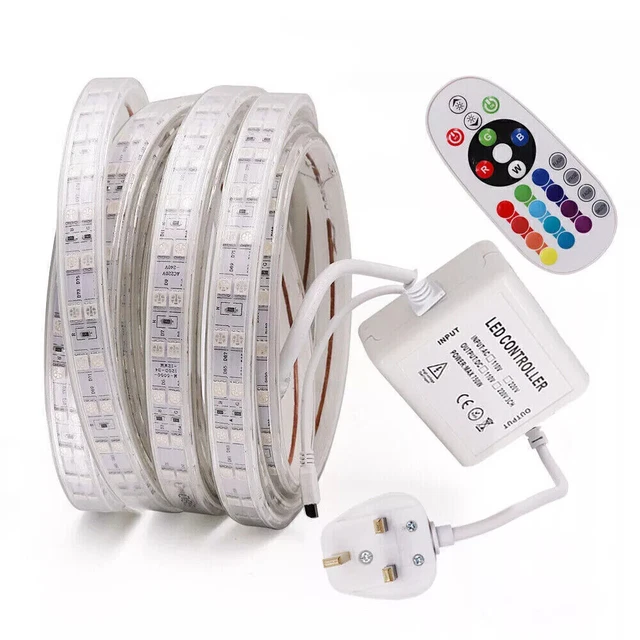 220V 240V LED Strip Lights Mains Plug in 5050 Waterproof Commercial ...