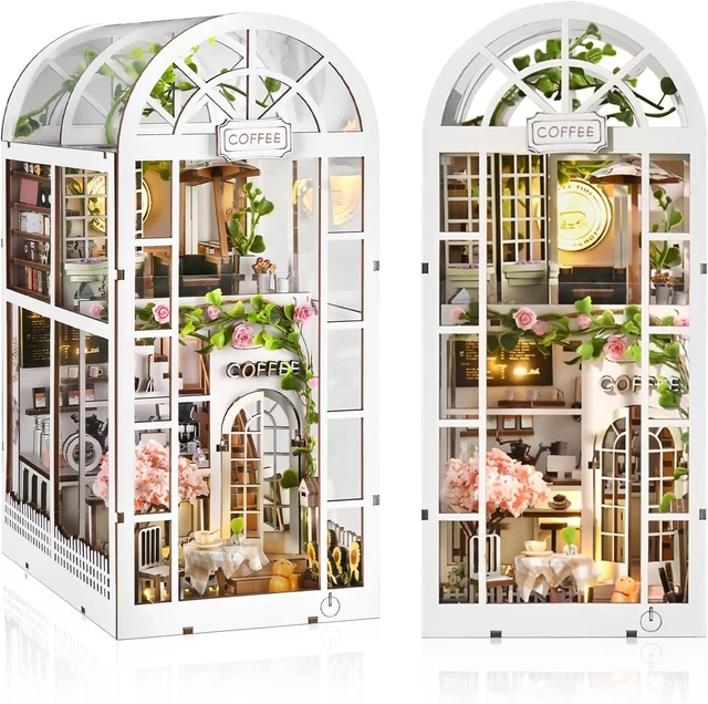 DIY BOOK NOOK Kit, Miniature Bookshelf Decor with LED Lights, Laser-Cut ...