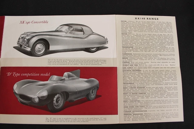 ORIGINAL 1955 JAGUAR D-Type Competition Model + MK VII XK 140 Prospekt ...