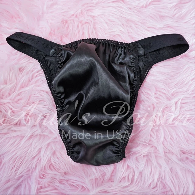 NEW SATIN BRAZILIAN Cut Bikini Anias Poison Sissy Black MENS Cheeky ...