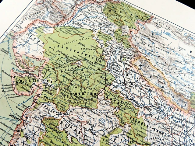 MAP OF INDIA British Empire Madras Bombay Ceylon Bangalore GERMAN ...