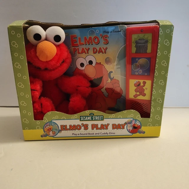 2003 SESAME STREET Elmo's Play Day Play-a-Sound Book and Cuddly Elmo ...